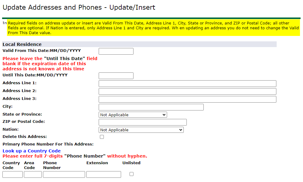 Dean of Students - Local Address/Phone Update FAQ | myUSF
